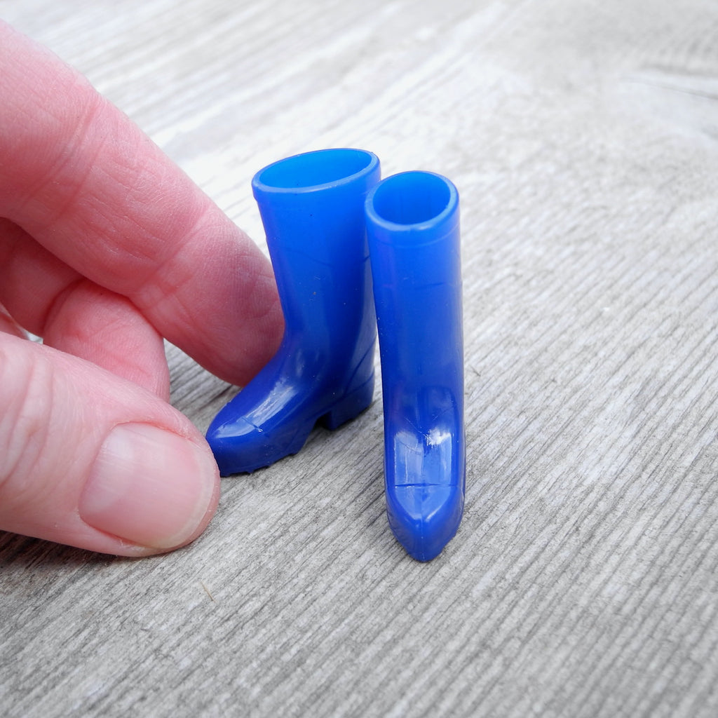 Miniature Garden Boots, Mini Blue Wellingtons, Dollhouse Fairy Garden ...