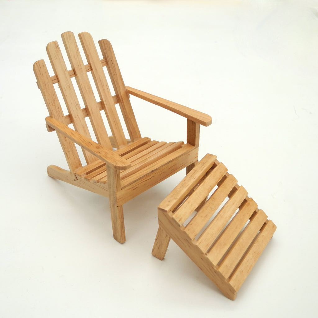Miniature Garden Adirondack Chair with Footrest, for Fairy or Dollhouse ...